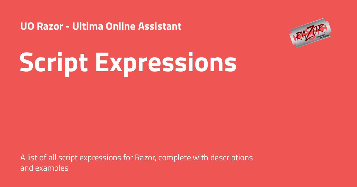 Script Expressions - UO Razor - Ultima Online Assistant